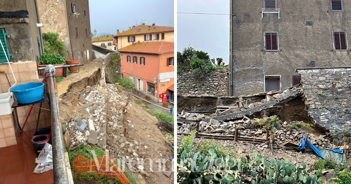 Maltempo: crolla il muro sotto alle case | MaremmaOggi