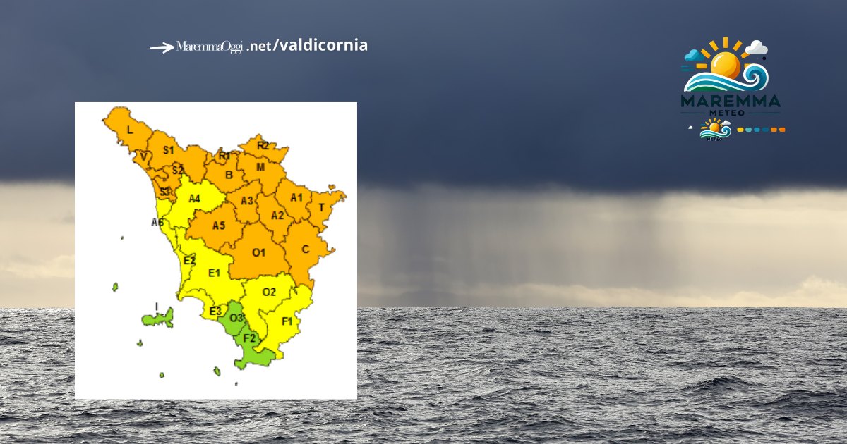 Allerta meteo gialla su tutta la Val di Cornia | MaremmaOggi
