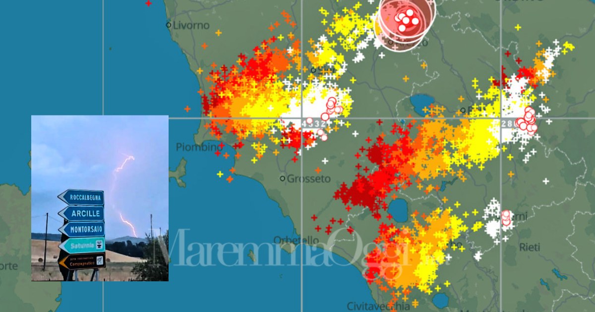 Tempesta di fulmini su Maremma e Val di Cornia | MaremmaOggi